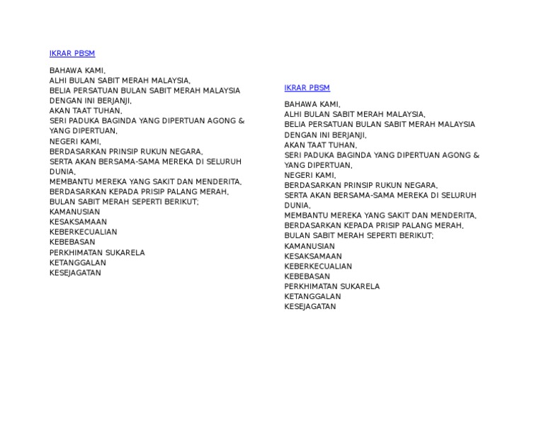 Ikrar PBSM | PDF