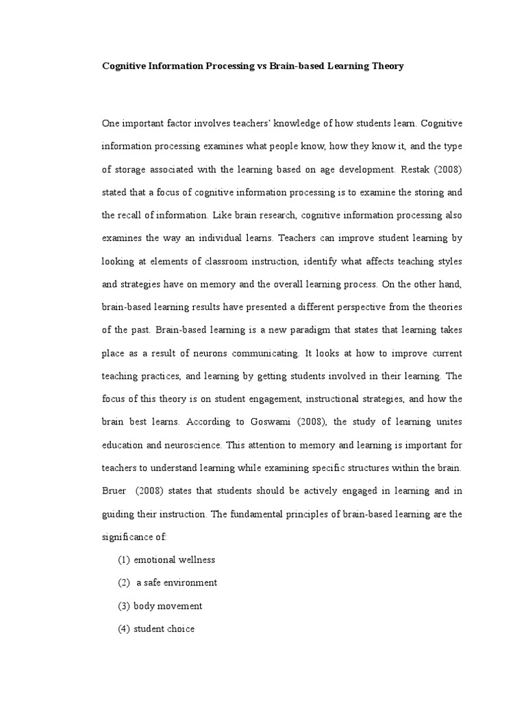 Comparing Learning Theories: Brain-Based vs. Cognitive | PDF | Learning ...