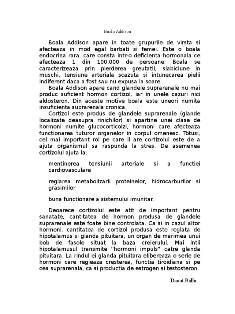 Boala Addison Endocrinologia | PDF