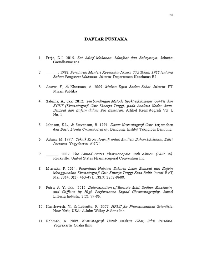 Daftar Pustaka Kromatografi dan Analisis | PDF | Pengembangan Diri ...