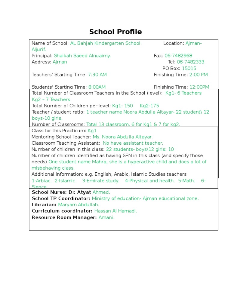 School Profile | PDF | Sharing | Classroom