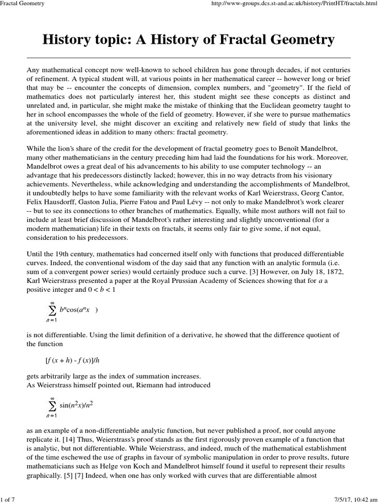 History Topic: A History of Fractal Geometry | PDF | Fractal | Geometry