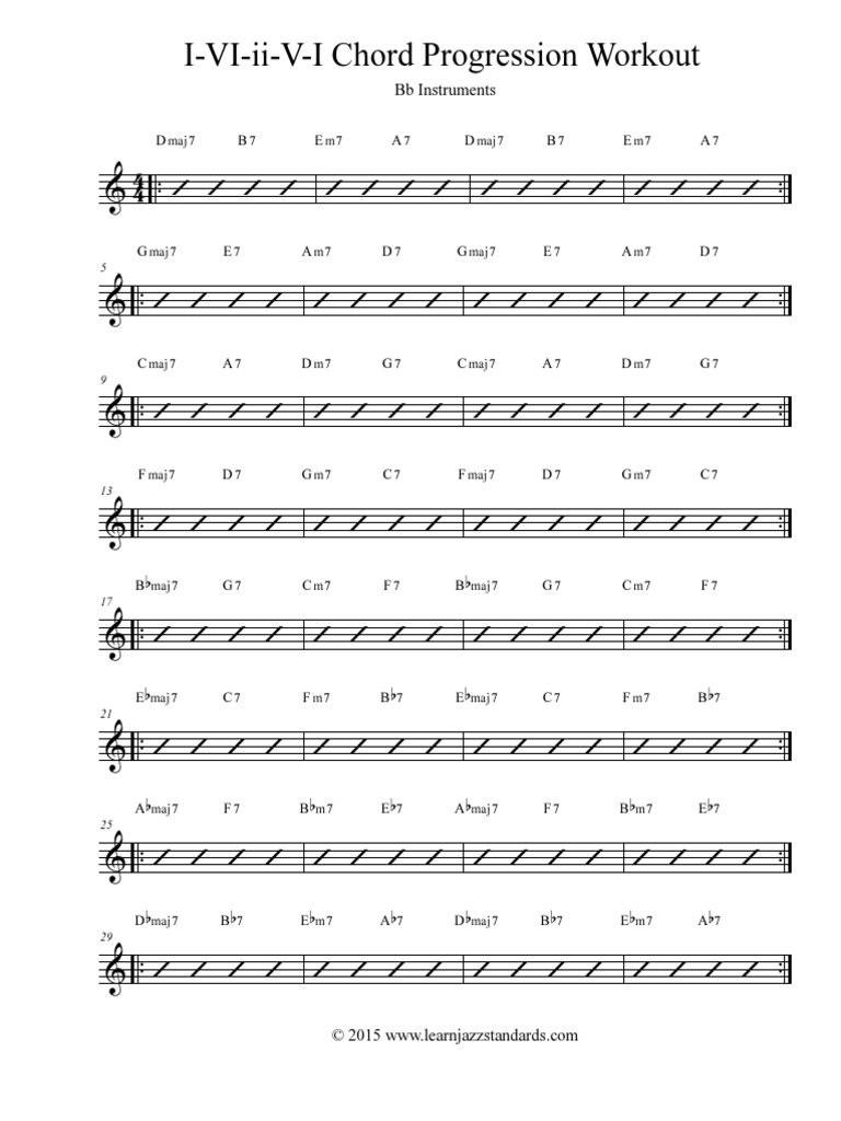 I VI II V I Chord Progression Workout BB Instruments PDF | PDF ...