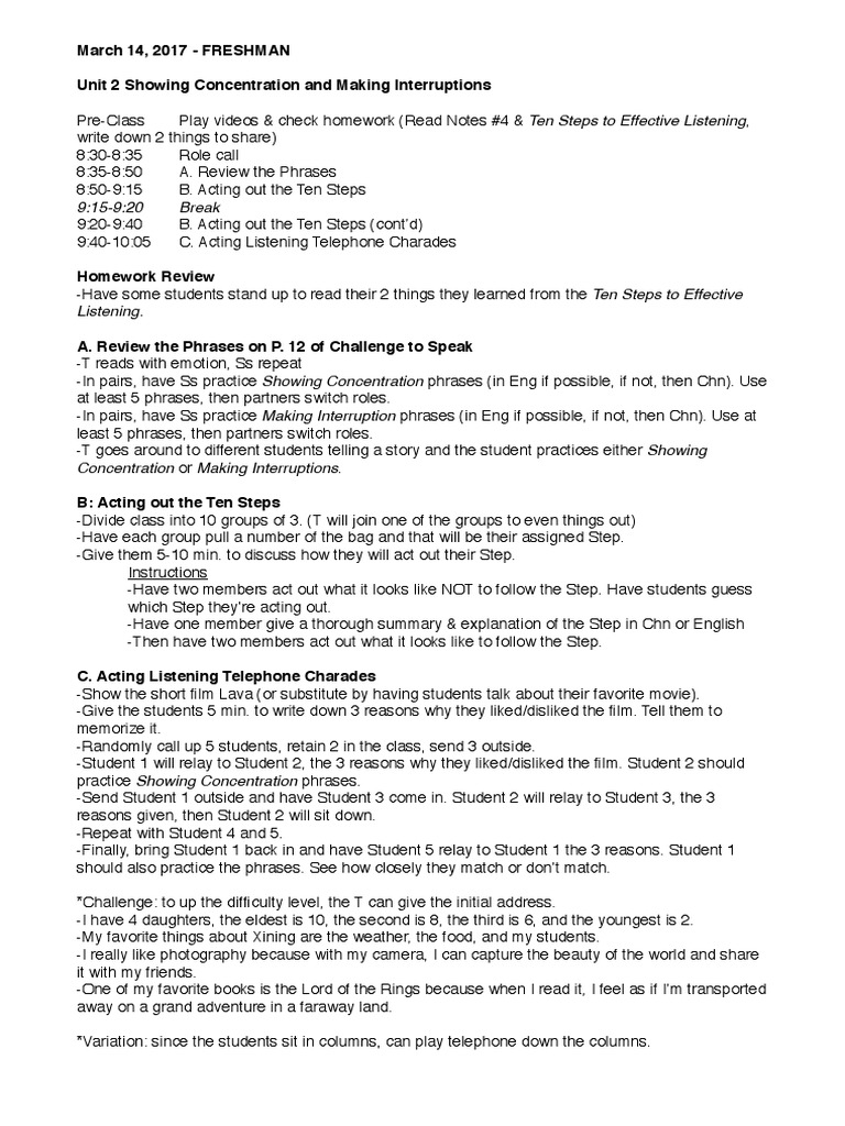 Lesson Plan Unit 2-1 | PDF | English As A Second Or Foreign Language ...