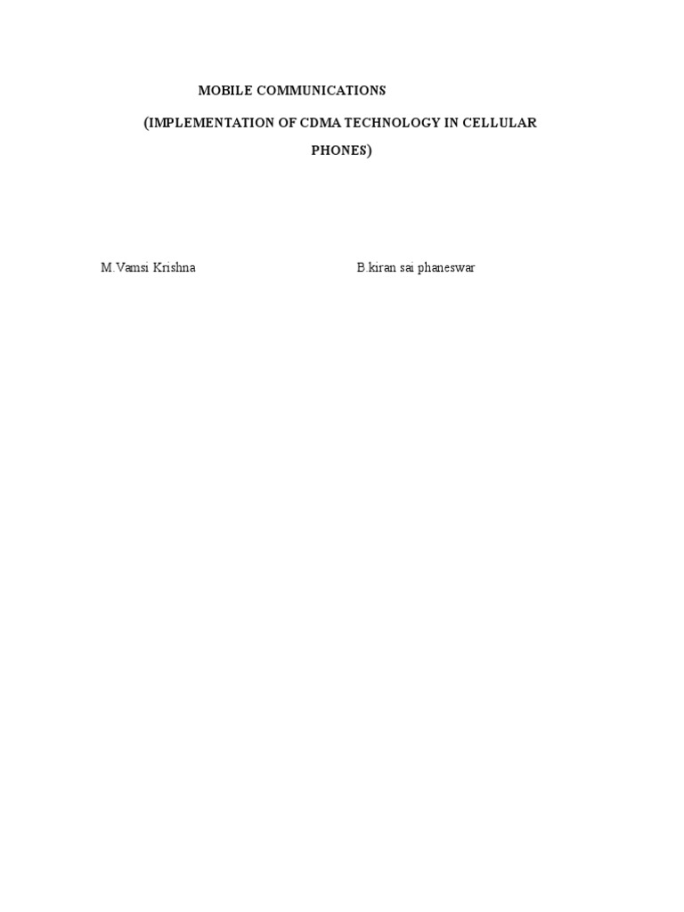 Implementation of Cdma Technology in Cellular Phones | PDF | Channel ...