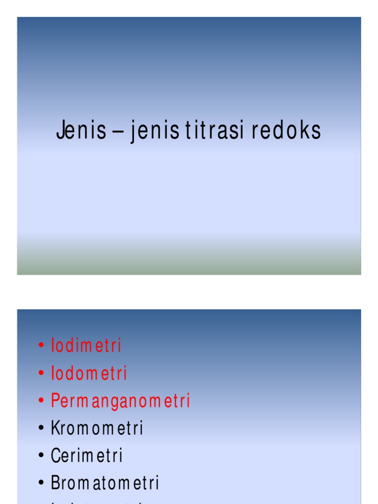 Jenis - Jenis Titrasi Redoks | PDF
