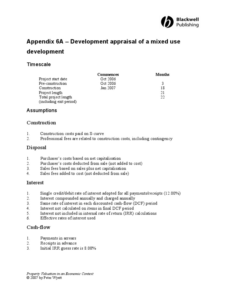 Sample Development Appraisal | PDF | Real Estate Appraisal | Yield (Finance)