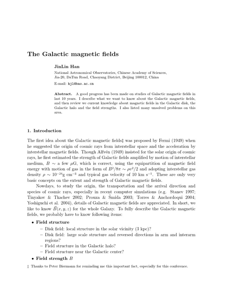 Galactic Magnetic Fields Overview | PDF | Milky Way | Galaxy