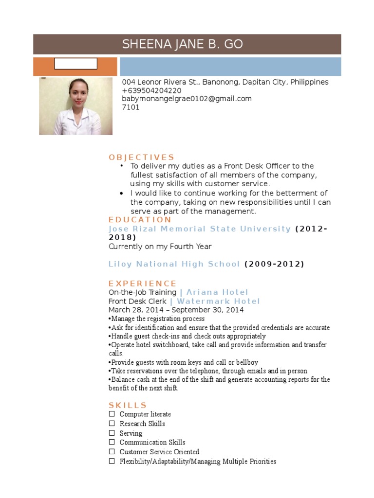 Sheena Jane CV Eto Na | Download Free PDF | Computing And Information ...