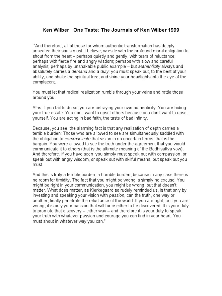 Ken Wilber One Taste | PDF