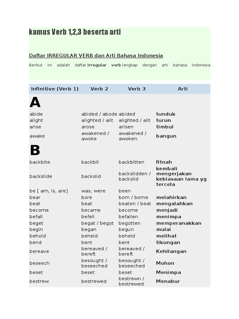 Kamus Verb 1 | PDF