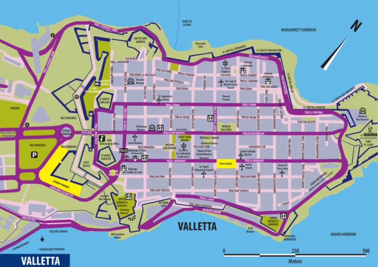 Map of Malta's Capital City Valletta | PDF | Tourism | Service Industries