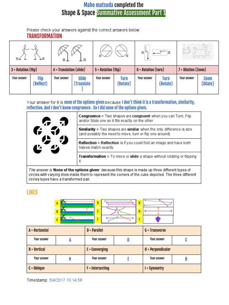 Shape & Space : Summative Assessment Part 1 | PDF | Shape | Triangle