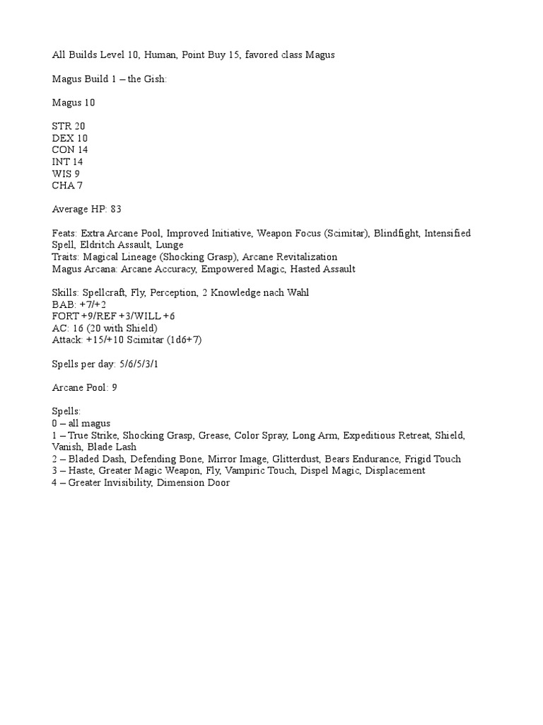Pathfinder Magus Example Build | PDF | Leisure