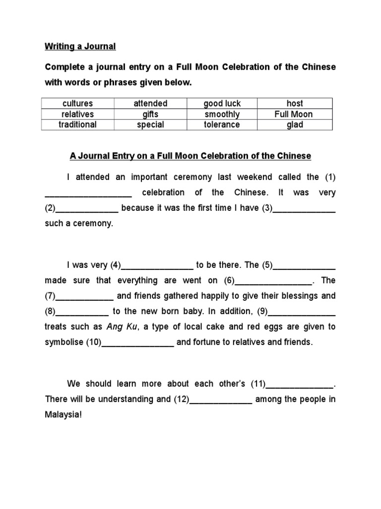 Writing A Journal Complete A Journal Entry On A Full Moon Celebration ...