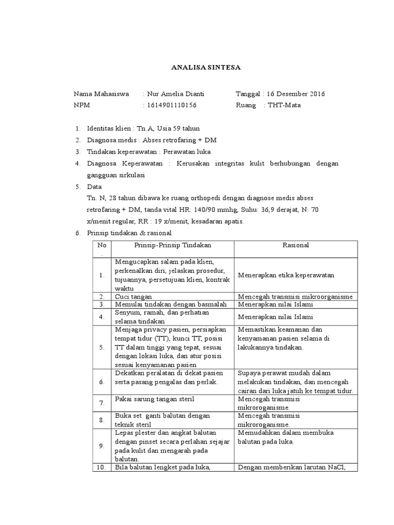 Perawatan Luka Abses Retrofaring | PDF