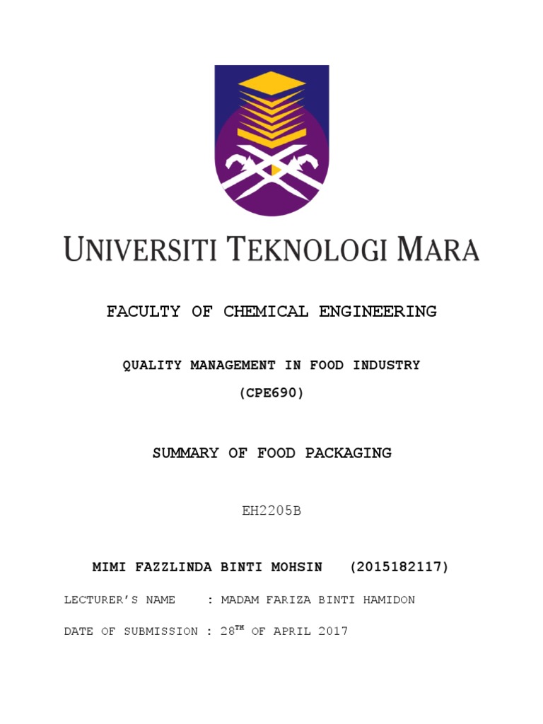 Summary of Food Packaging | PDF | Packaging And Labeling | Shelf Life
