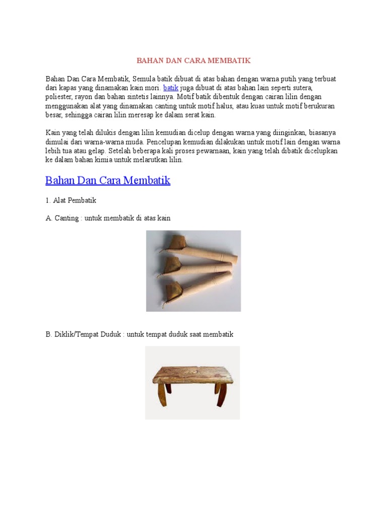 Bahan Dan Cara Membatik | PDF