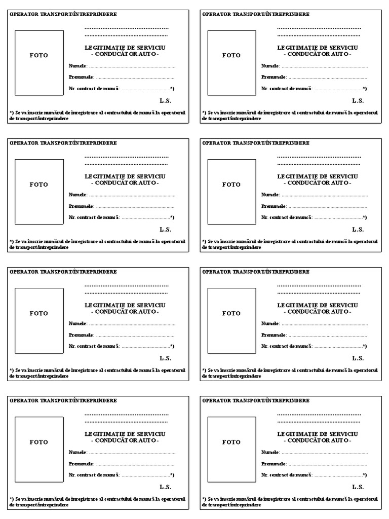 8.2. Legitimatie de Serviciu - Conducator Auto | PDF