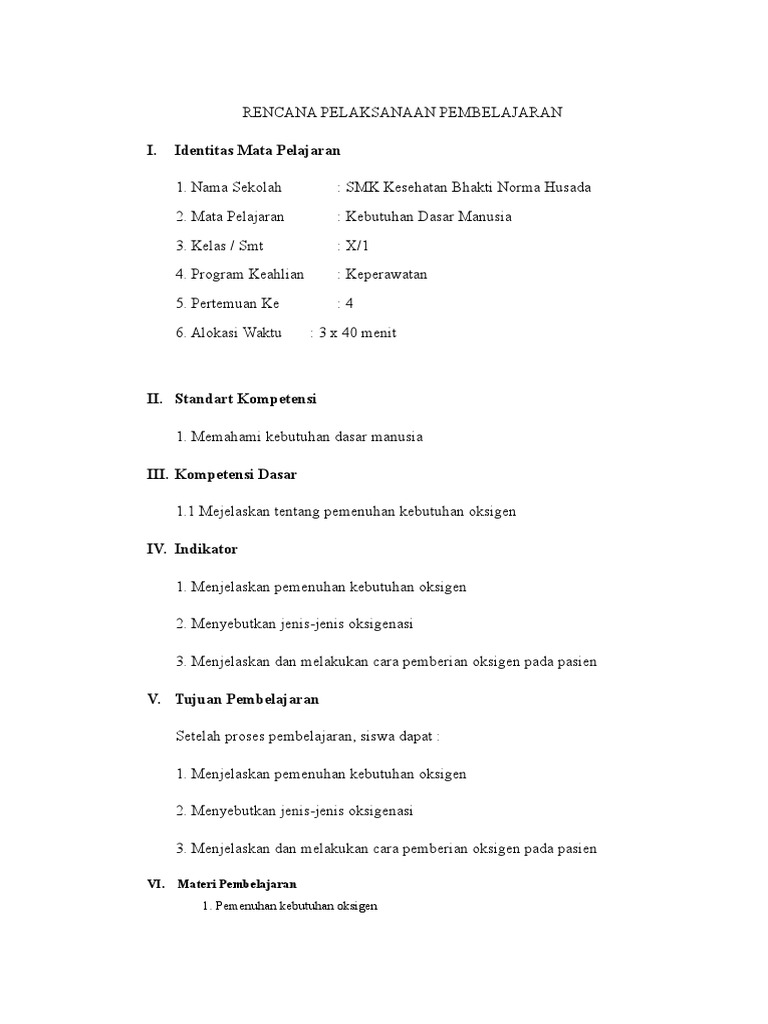 RPP KDM Oksigenasi | PDF