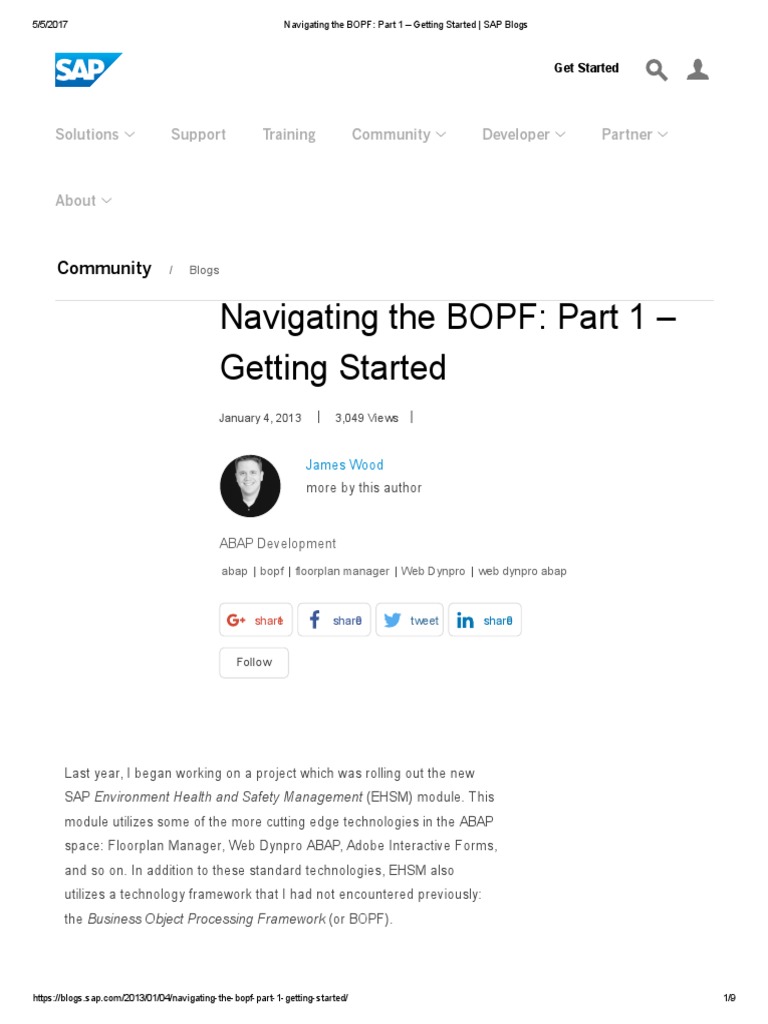 Navigating The BOPF - Part 1 - Getting Started - SAP Blogs | PDF | Application Programming ...