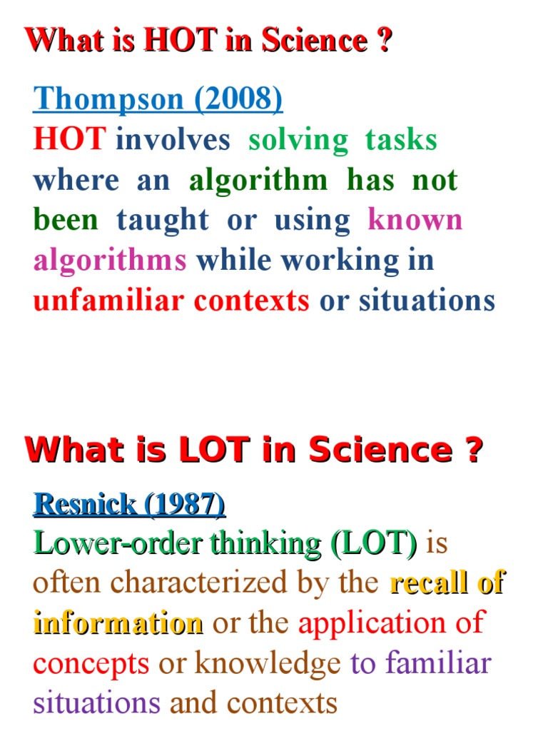 Teaching of Higher Order Thinking Skills (HOTS) in Physics | PDF ...