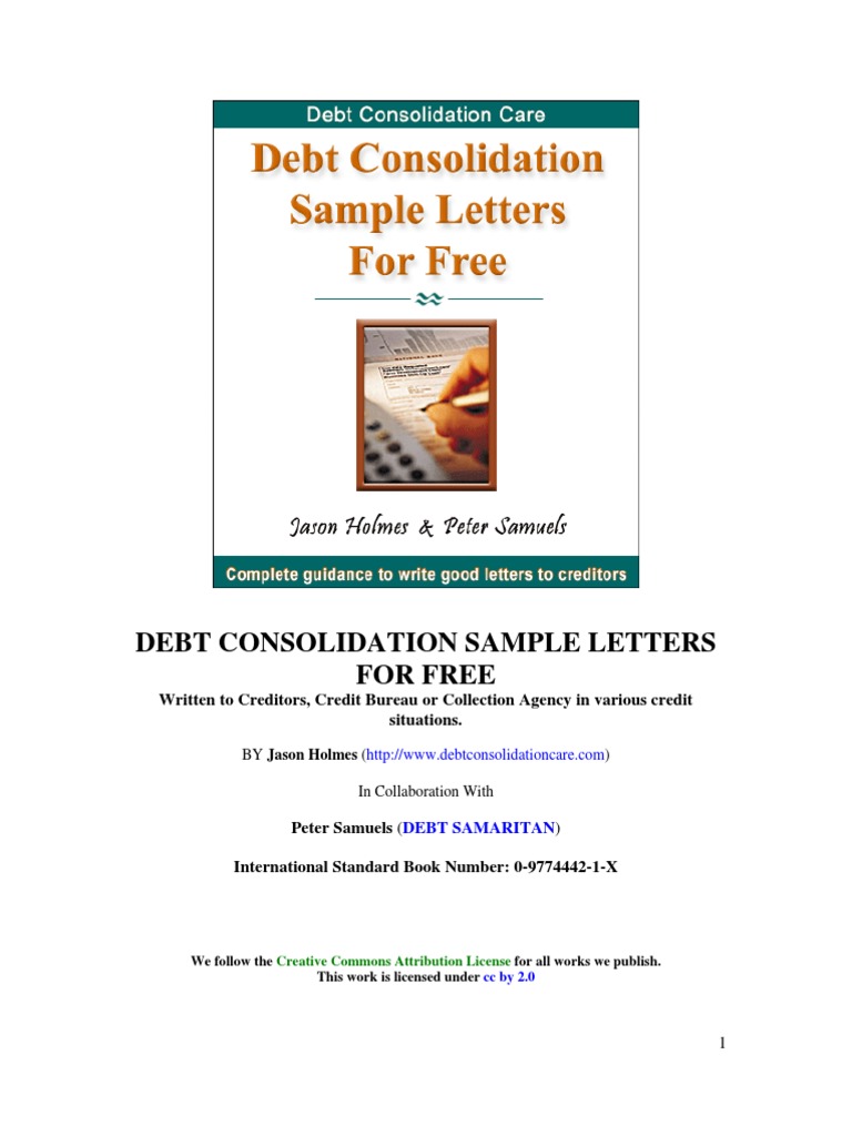 Debt Consolidation Sample Letter | PDF | Credit Card | Credit History