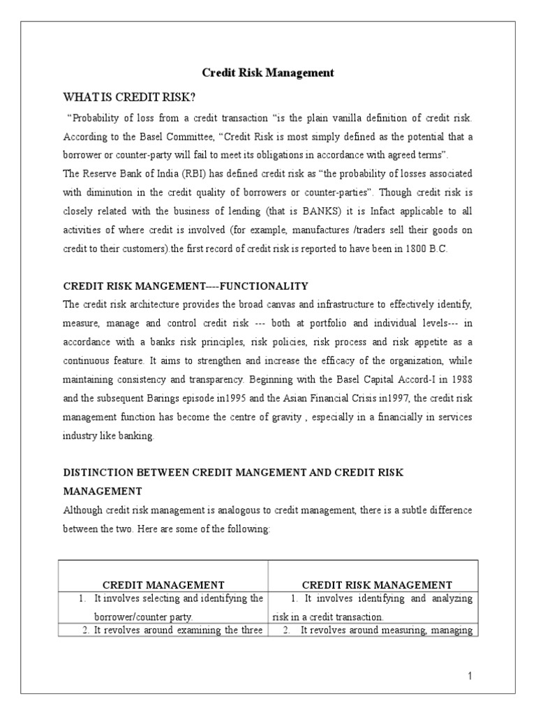 Understanding Credit Risk Management | PDF | Credit (Finance) | Credit Risk