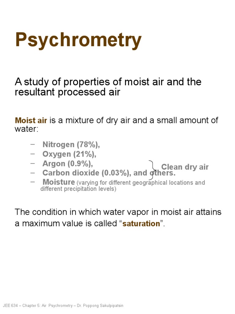 Psychrometry: A Study of Properties of Moist Air and The Resultant ...