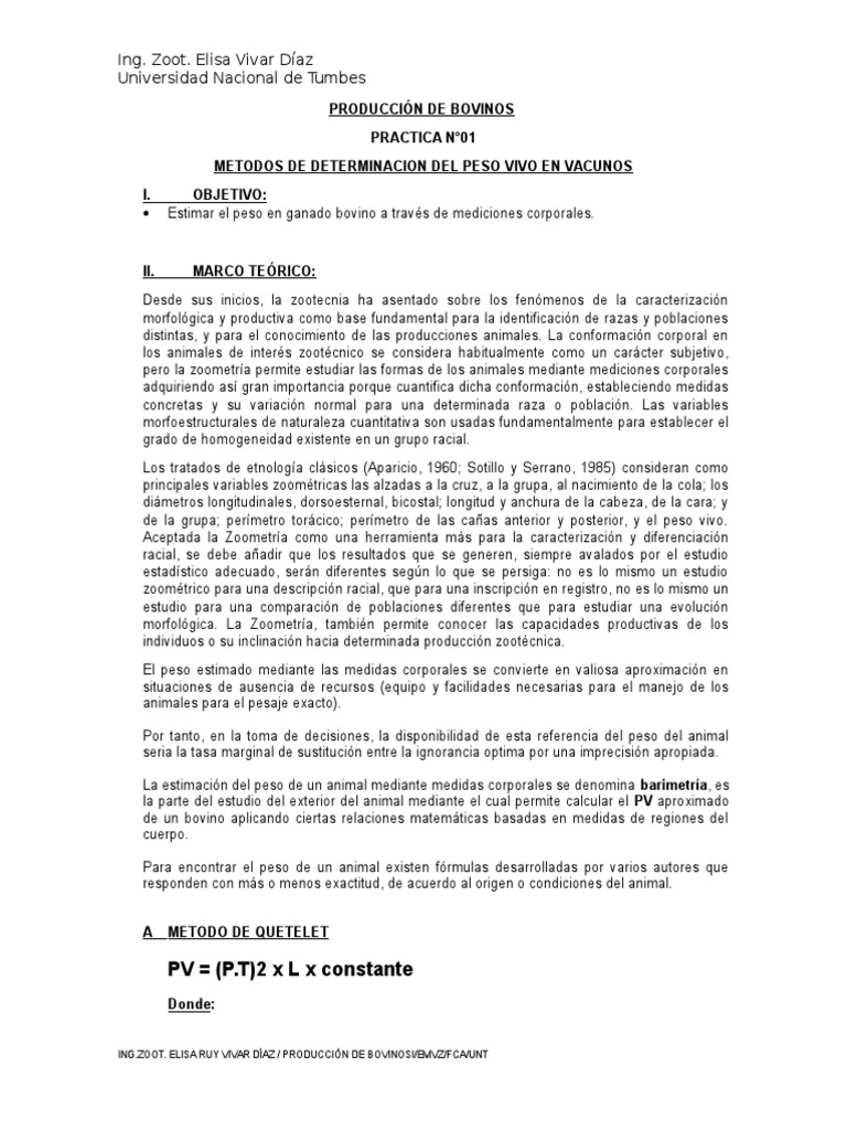 Practica n02 Bovinometría | PDF | Vacas | Longitud