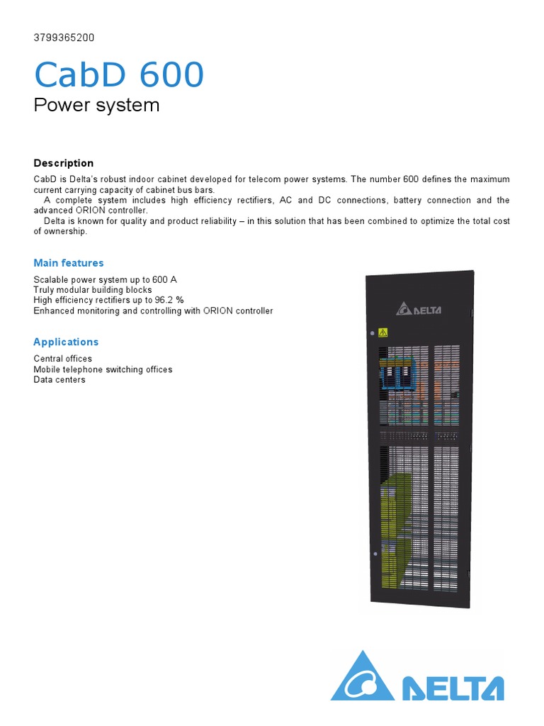 FactSheet CabD 600 en | PDF | Rectifier | Electric Power System