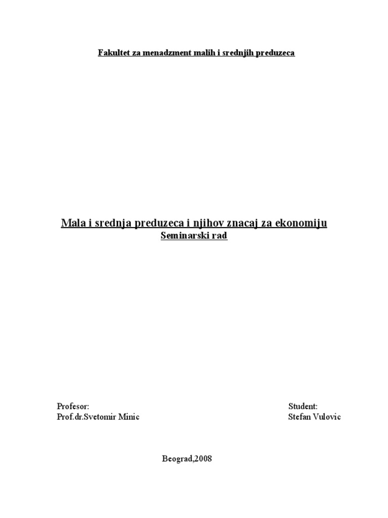 Mala I Srednja Preduzeca | PDF