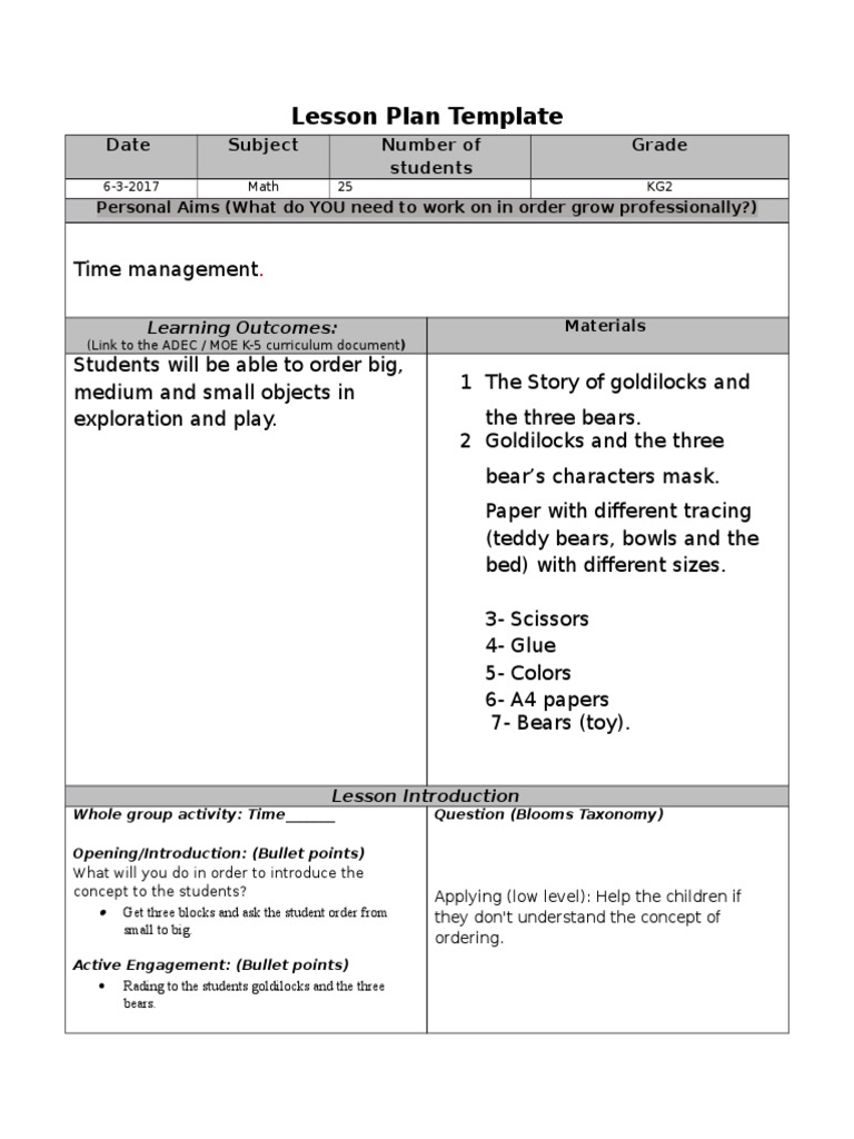 lesson plan template2015 | Lesson Plan | Education Theory