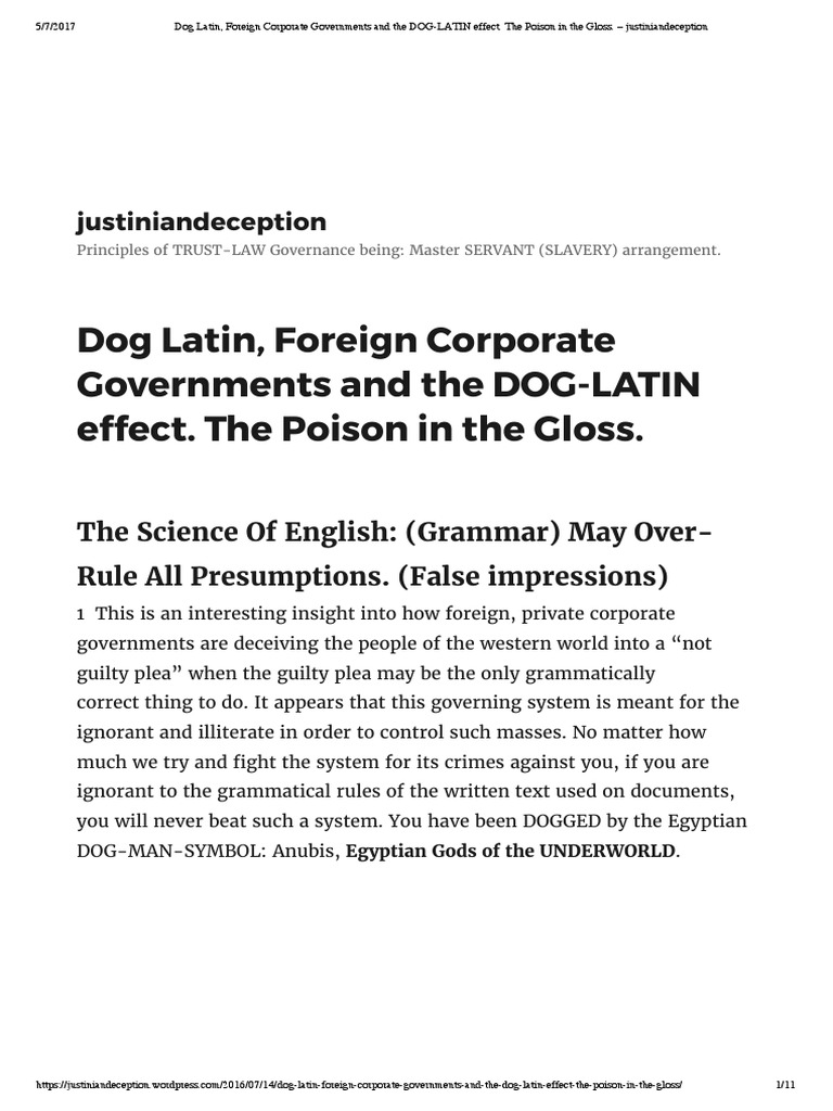 Dog Latin, Foreign Corpo... S. - Justiniandeception | PDF | Plea ...