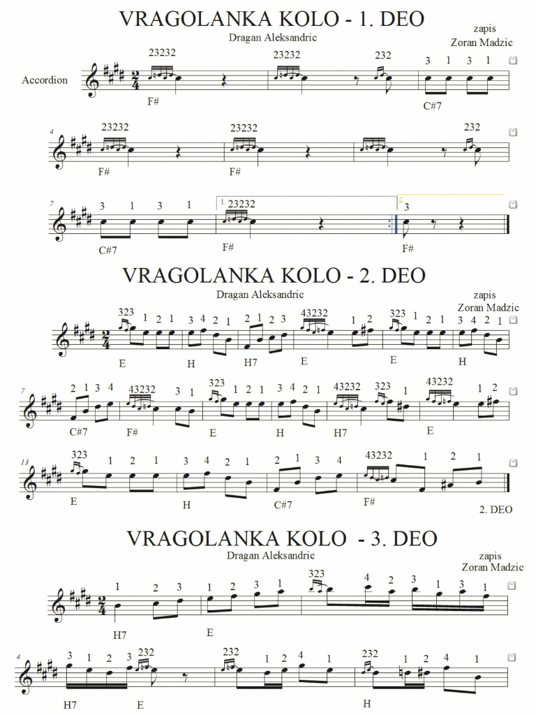 Vragolanka kolo- Note Za Harmoniku