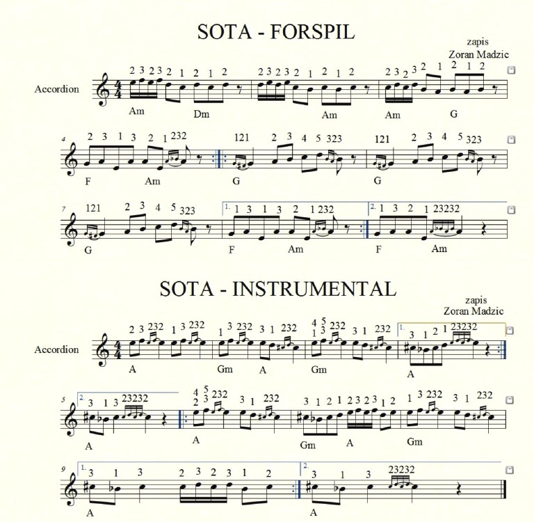 Sote Mori Sote (Sota) - Note Za Harmoniku | PDF