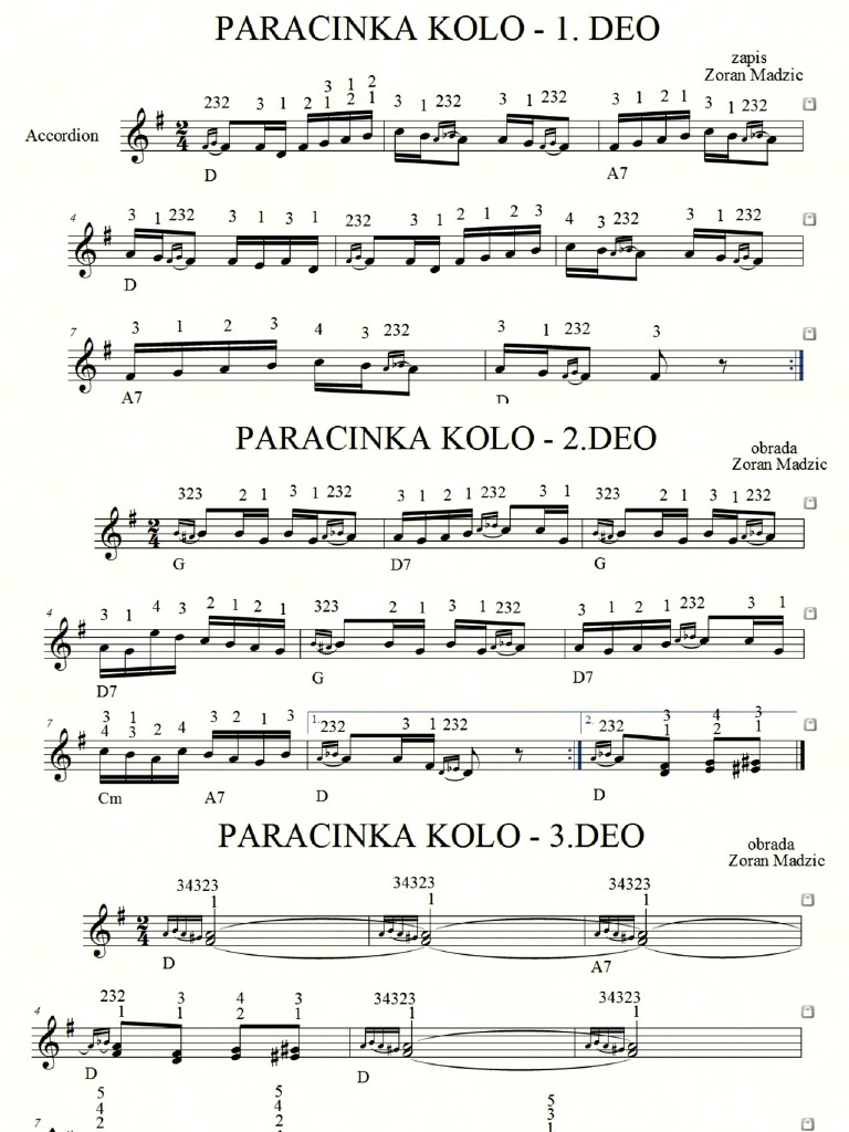 Paracinka Kolo - Note Za Harmoniku | PDF
