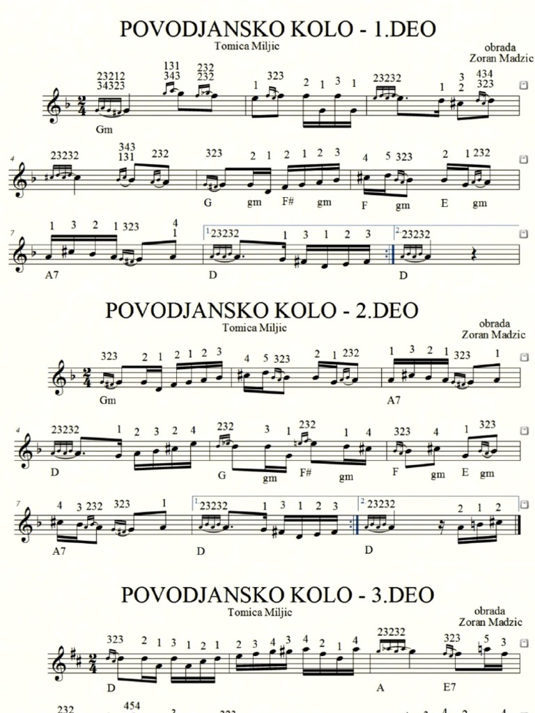 Povodjansko Kolo (Tomica Miljic) - Note Za Harmoniku
