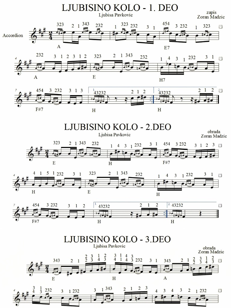 Ljubisino Kolo (Ljubisa Pavkovic)- Note Za Harmoniku