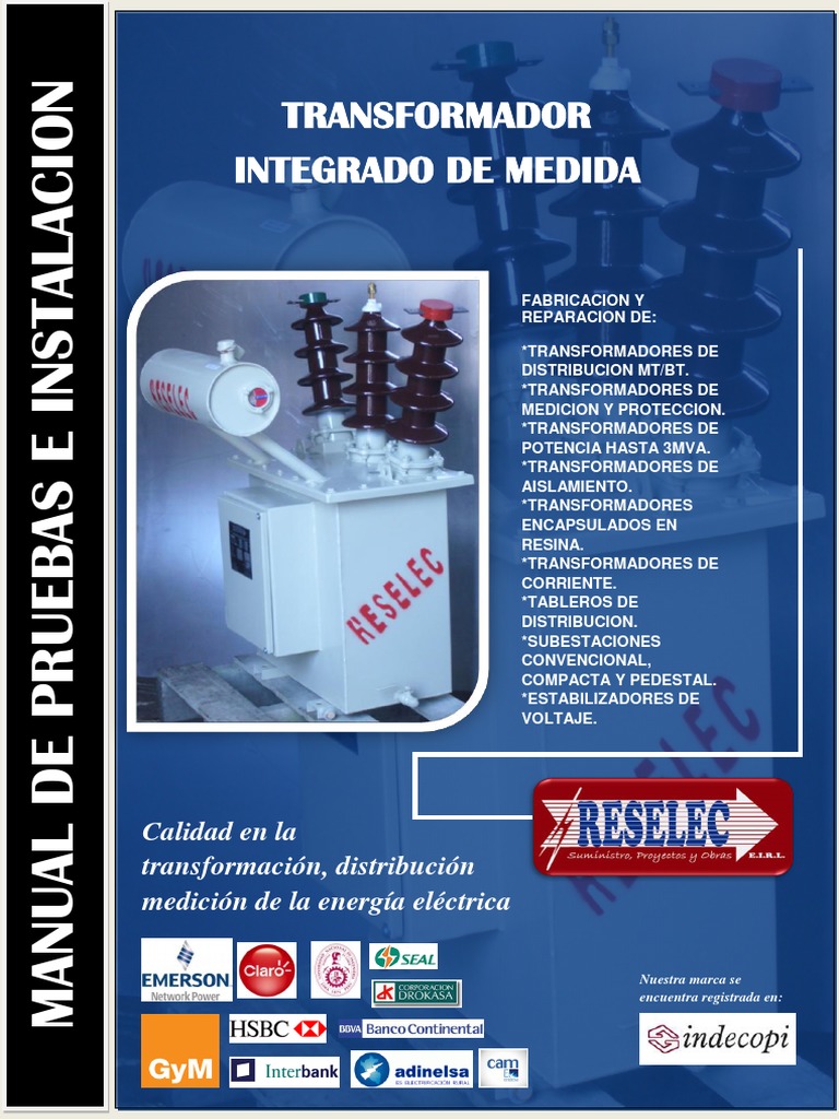 RESELEC - Manual de Instalacion y Pruebas A TRANSFORMIX | PDF | Transformador | Corriente eléctrica