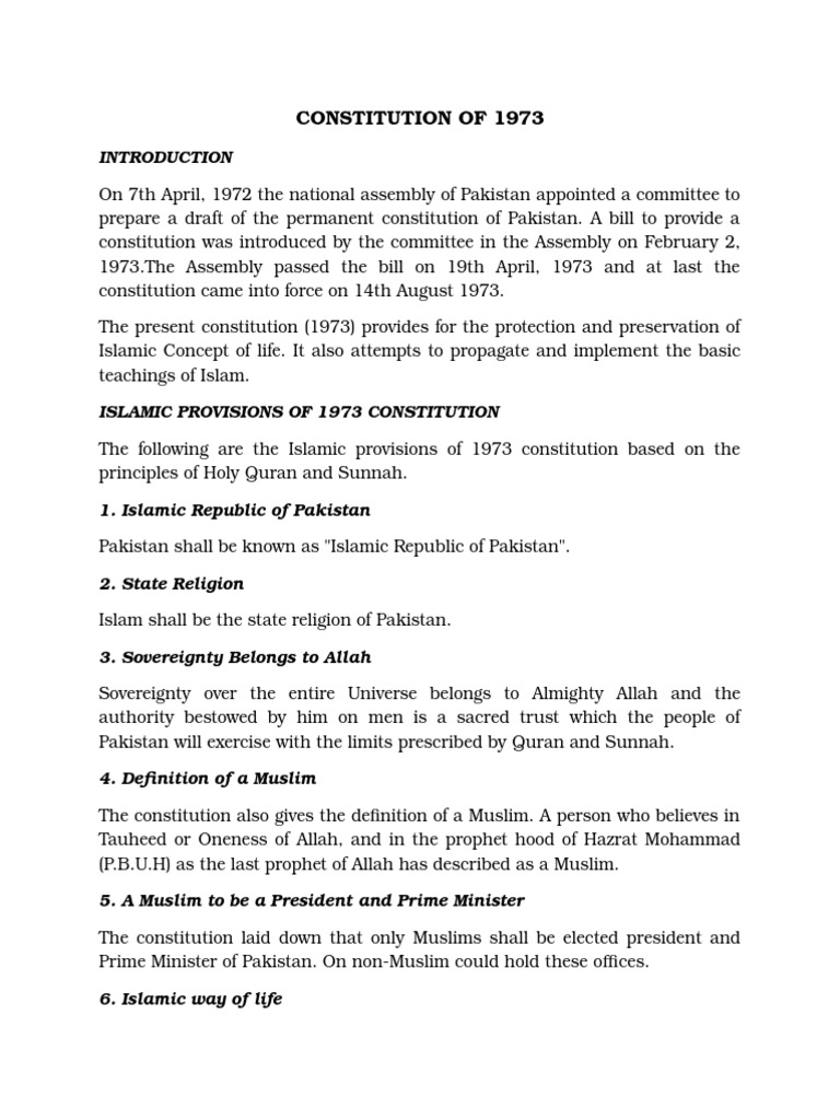 Constitution 1973 | PDF | Oath Of Office | Pakistan