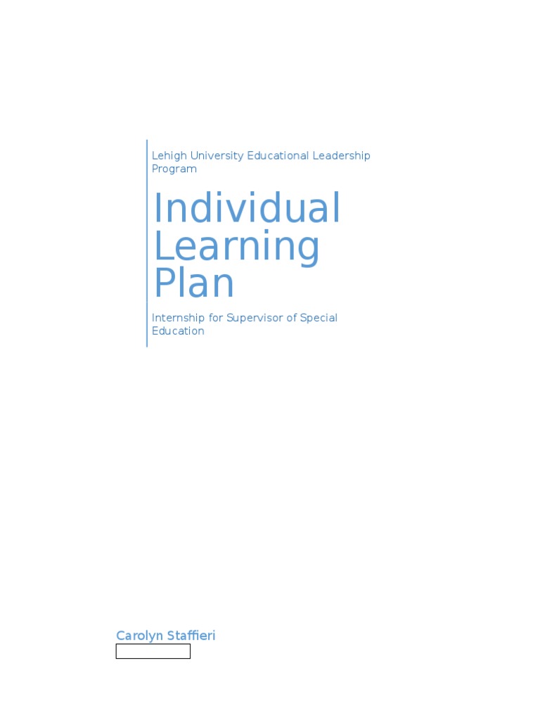 Individual Learning Plan: Lehigh University Educational Leadership ...