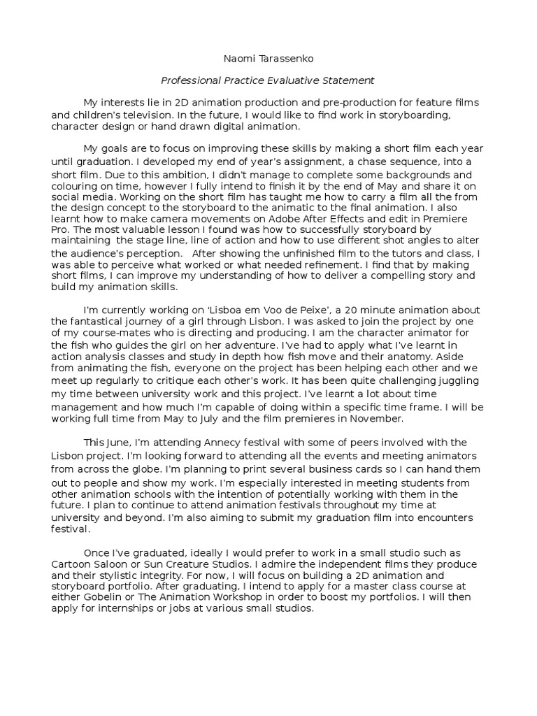 Professional Practice Statement | PDF | Animation | Communication