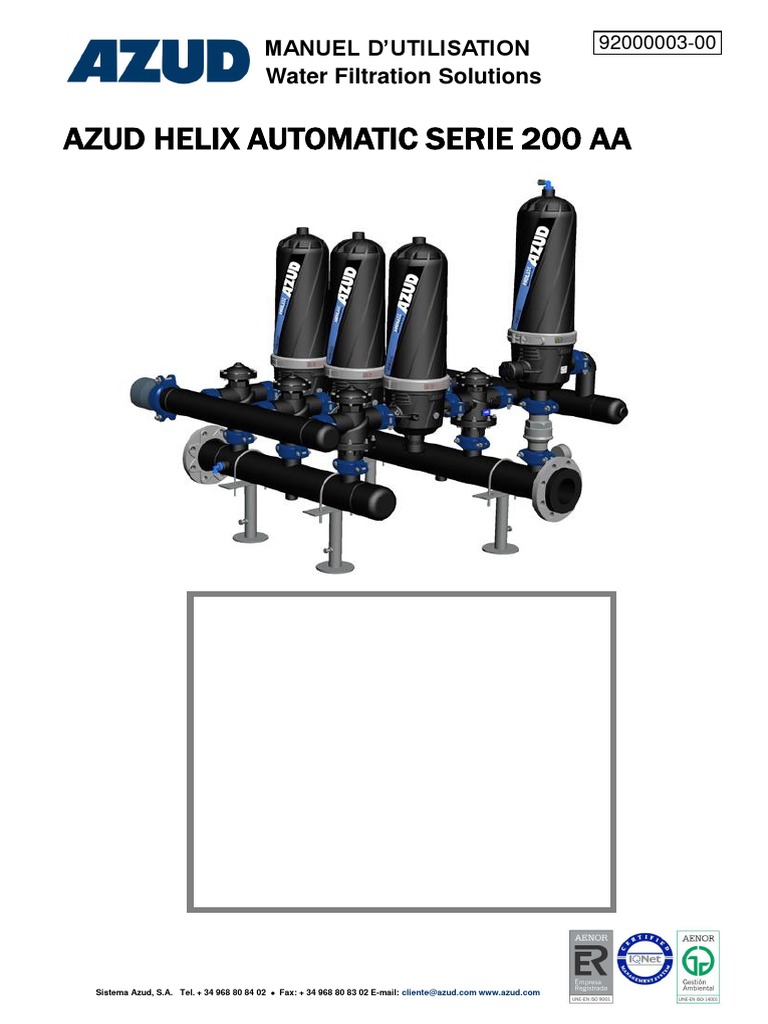 Manuel d'utilisation AZUD Helix Automatic | PDF | Filtration | Génie ...