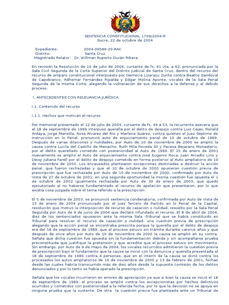 SC 1709-2004 (Referencia A Delitos Instantáneos Con Efectos Permanentes ...