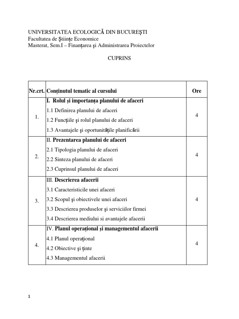 Plan de Afaceri Conspect PDF | PDF