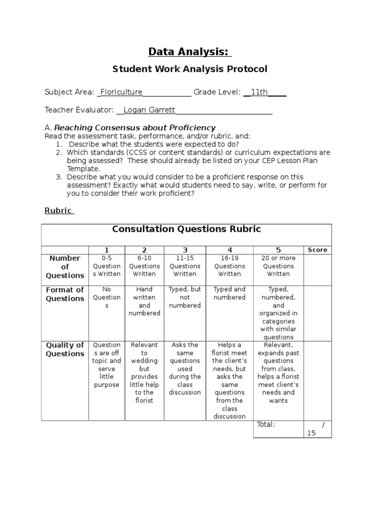 Data Analysis:: Student Work Analysis Protocol | PDF | Bridesmaid ...