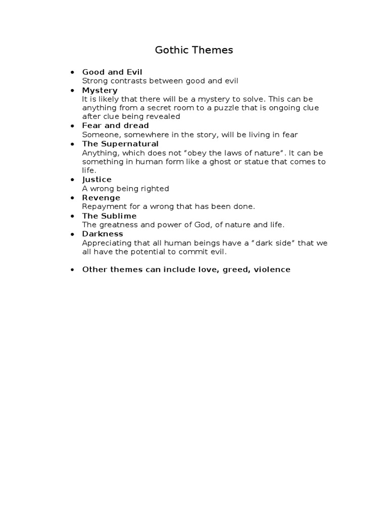 Key Themes in Gothic Literature | PDF