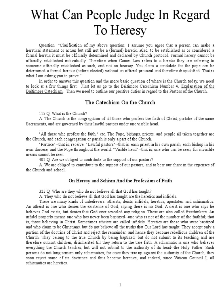 What Can People Judge in Regard To Heresy? | PDF | Catholic Church | Pope