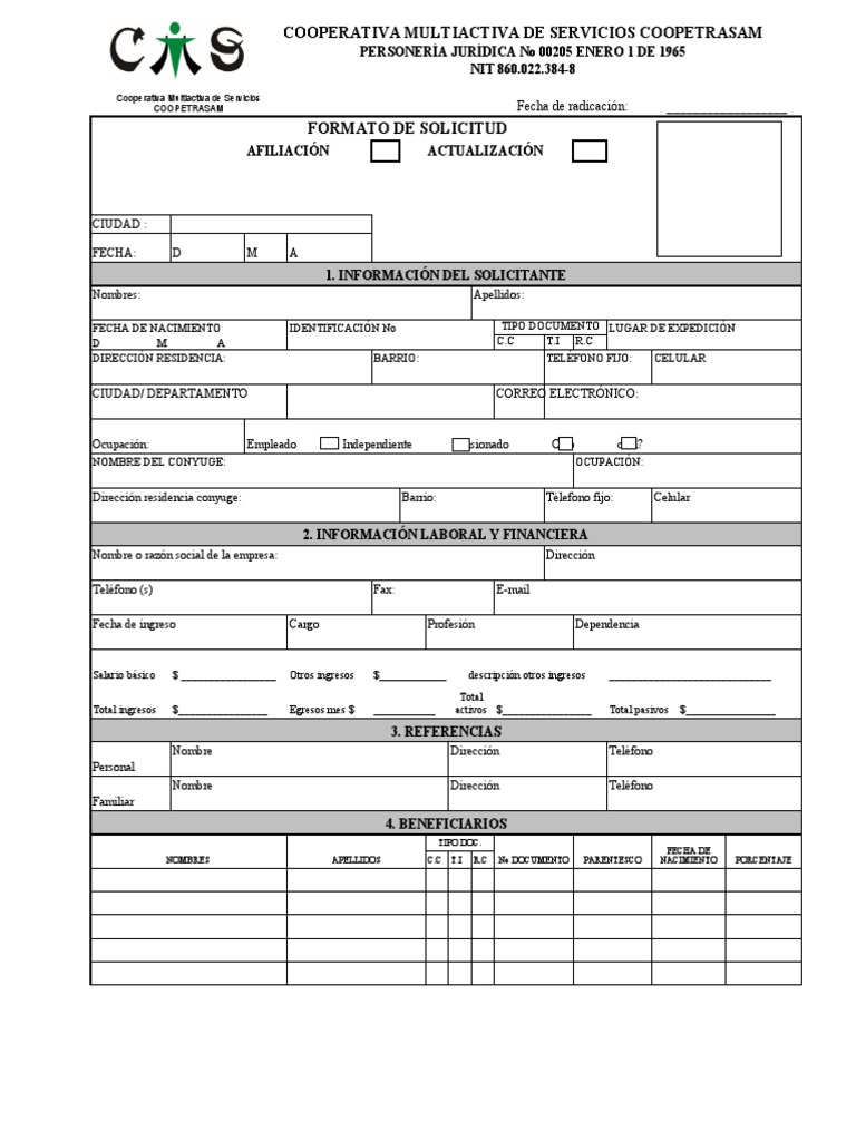 Formato de Afiliacion | PDF | Cooperativa | Bancos